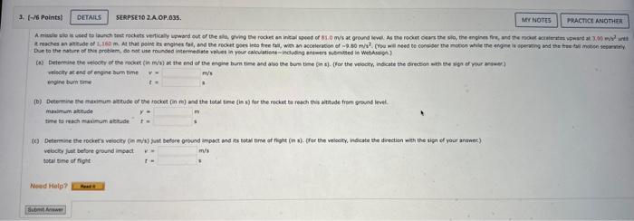Solved (b) Determine the mavimum atitude of the rocket in m | Chegg.com