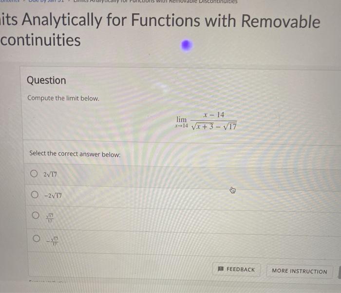 Solved its Analytically for Functions with Removable | Chegg.com