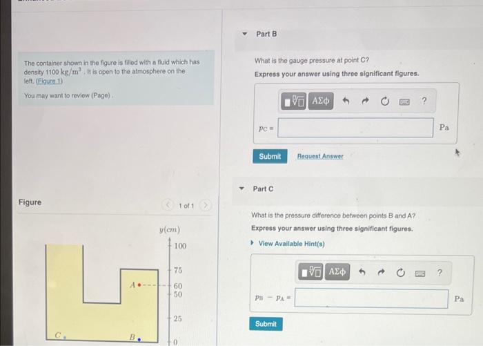 Solved The container shown in the figure is falled with a | Chegg.com
