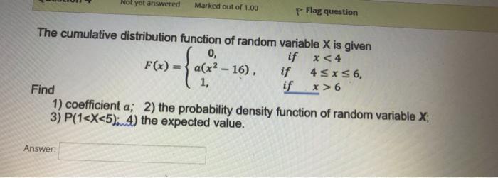 Solved The cumulative distribution function of random | Chegg.com