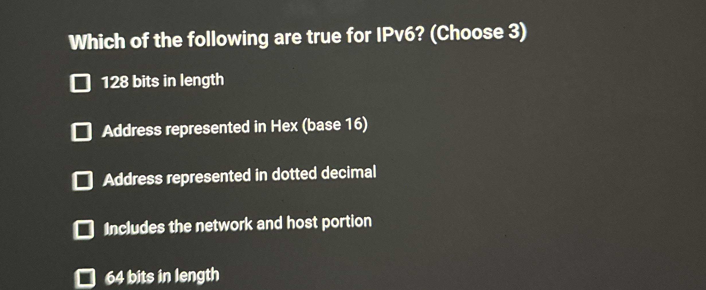 Solved Which of the following are true for IPv6? (Choose | Chegg.com