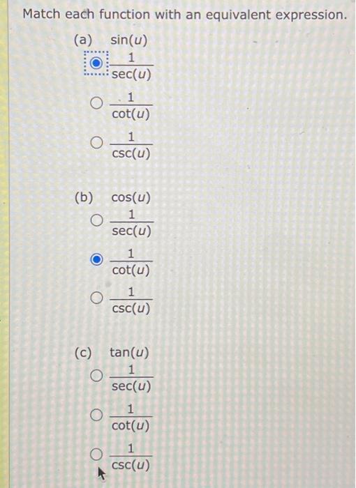 Solved Match each function with an equivalent expression. | Chegg.com