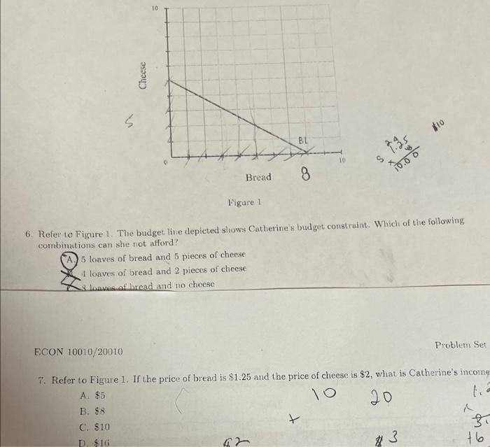 [Solved]: 6. Refer to Figure 1. The budget line depicted sh