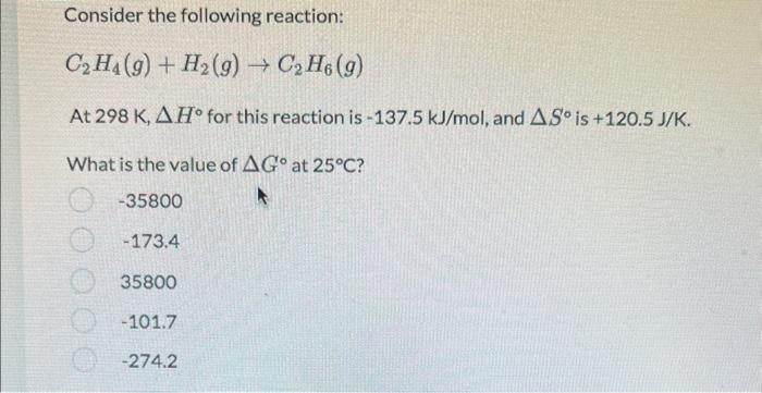Solved Consider the following reaction: | Chegg.com