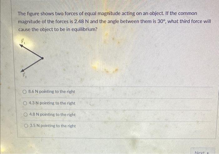 Solved The figure shows two forces of equal magnitude acting | Chegg.com