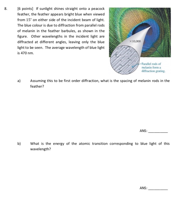 Solved 8. [6 points) If sunlight shines straight onto a | Chegg.com