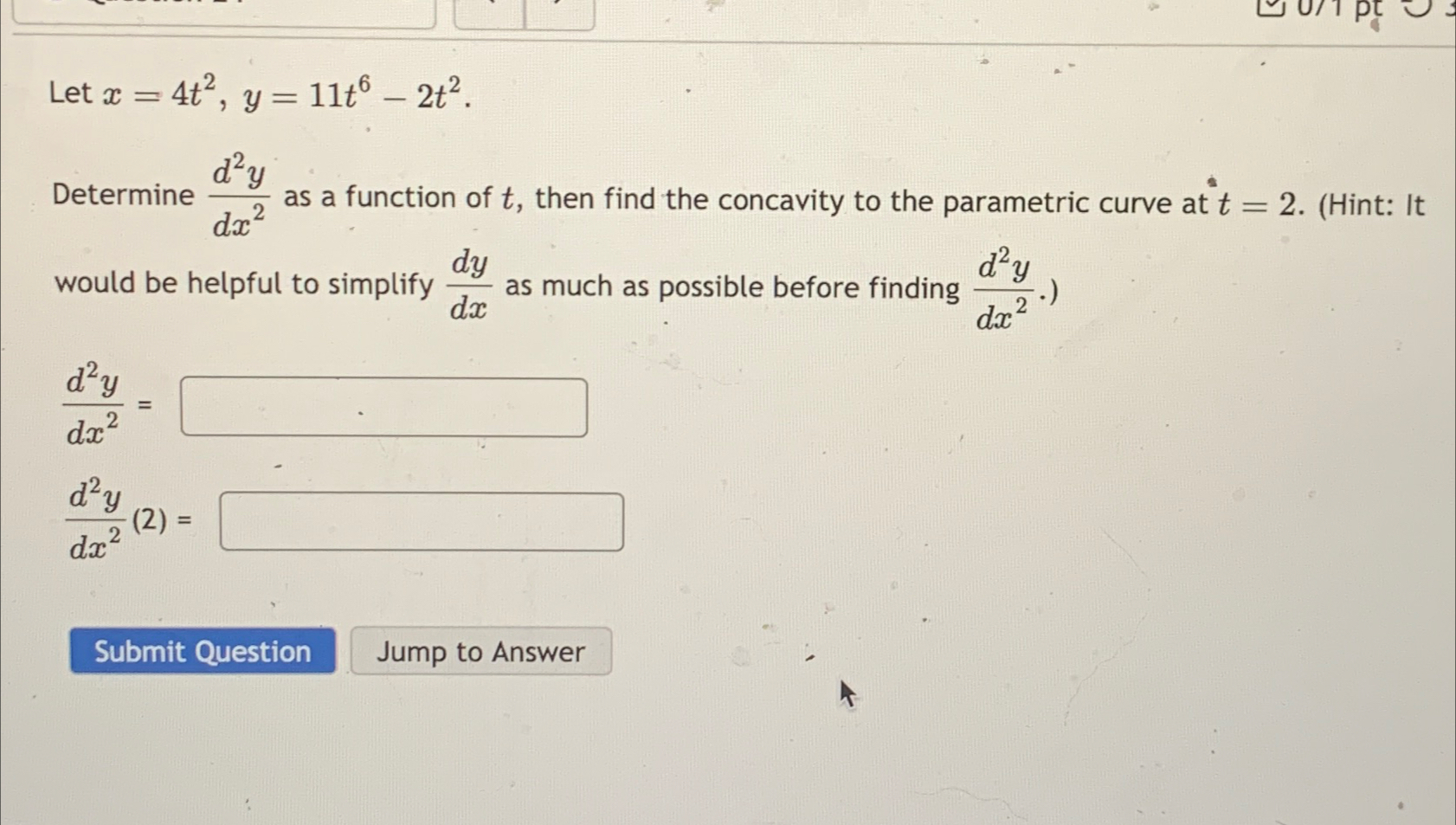 Solved Let x=4t2,y=11t6-2t2.Determine d2ydx2 ﻿as a function | Chegg.com