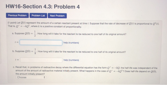 Solved HW16-Section 4.3: Problem 4 Previous Problem Problem | Chegg.com Solved HW16-Section 4.3: Problem 4 Previous Problem Problem | Chegg.com