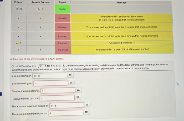 Solved At Least One Of The Answers Above Is Not Correct 1