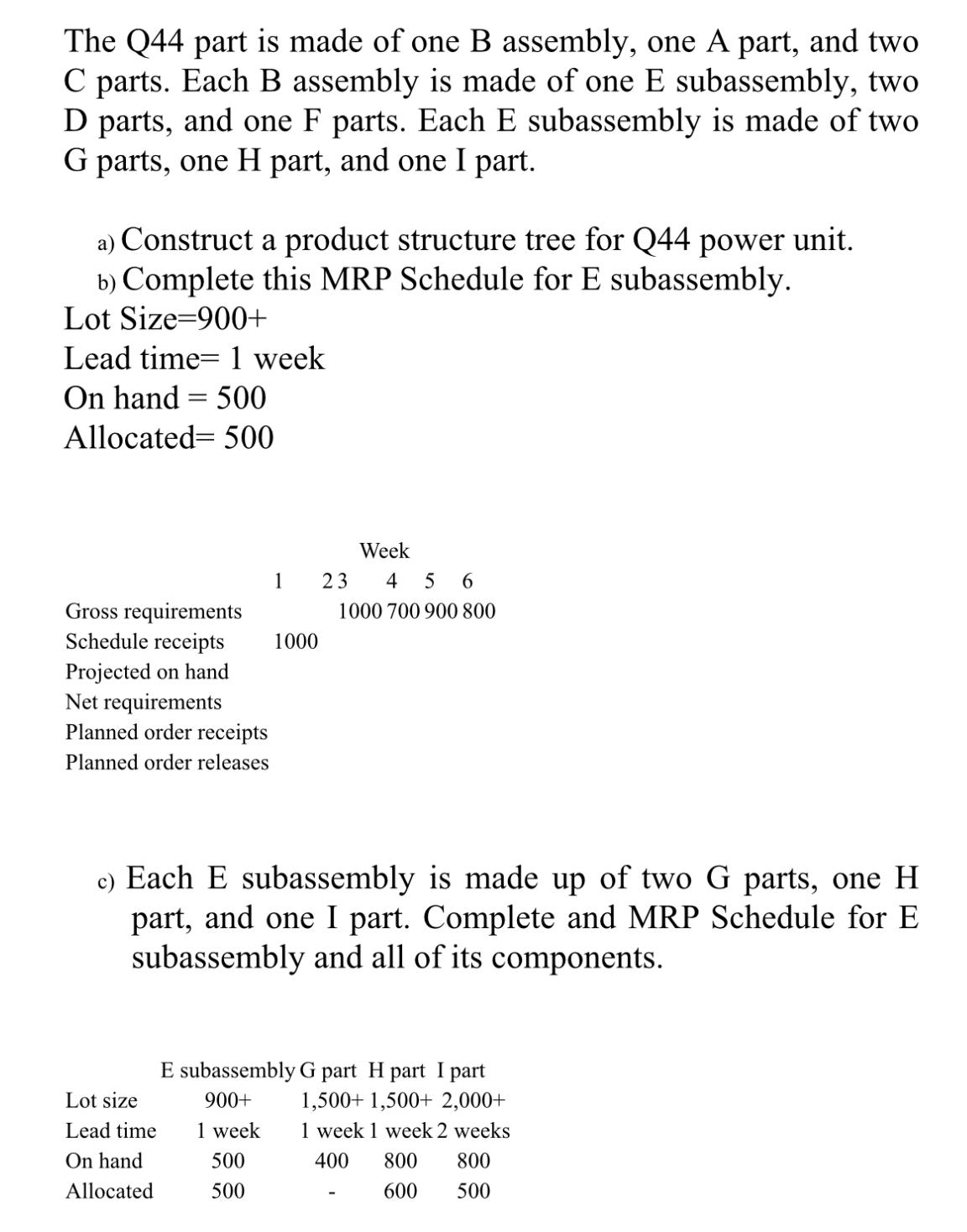 Solved The Q44 ﻿part is made of one B assembly, one A part, | Chegg.com