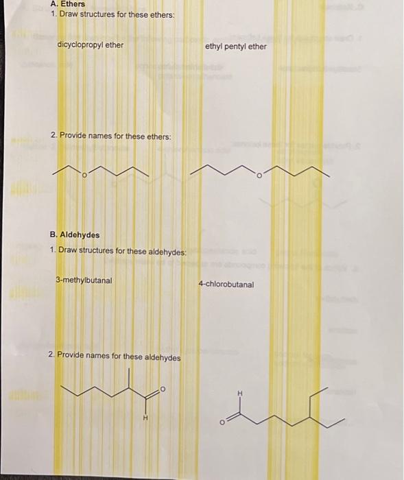 Solved 2. Provide names for these ethers: B. Aldehydes 1. | Chegg.com