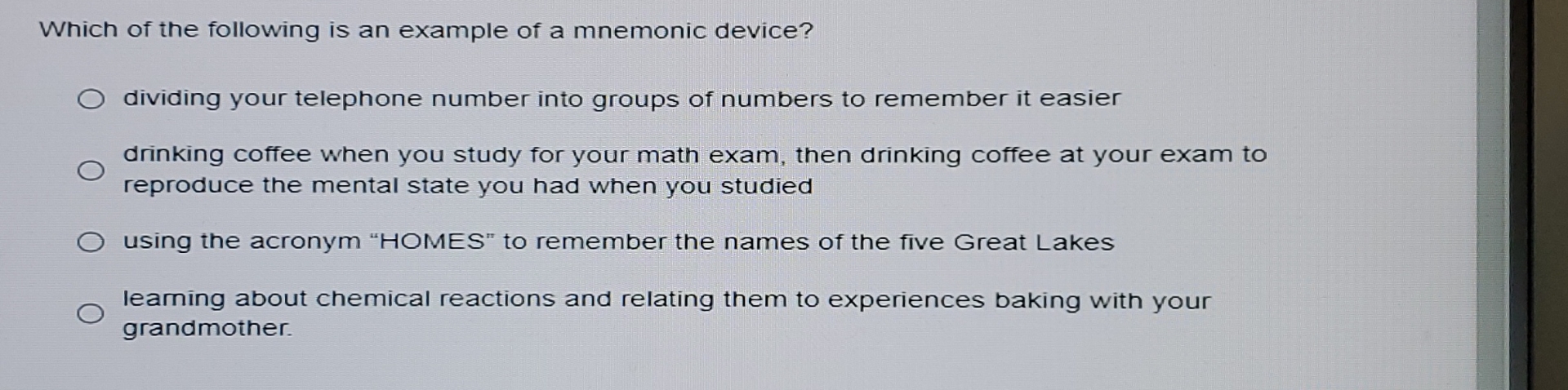 Solved Which of the following is an example of a mnemonic | Chegg.com