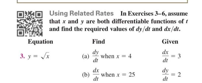 Solved Using Related Rates In Exercises 3-6, assume that x | Chegg.com