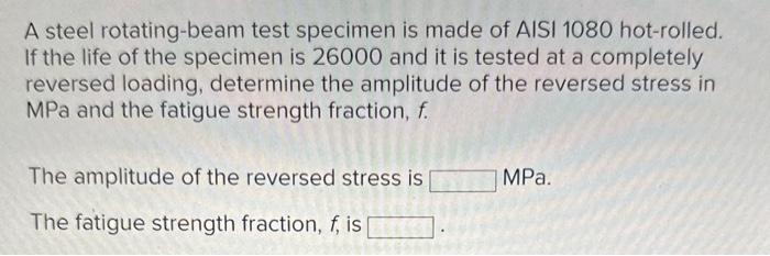 Solved A steel rotating-beam test specimen is made of AISI | Chegg.com