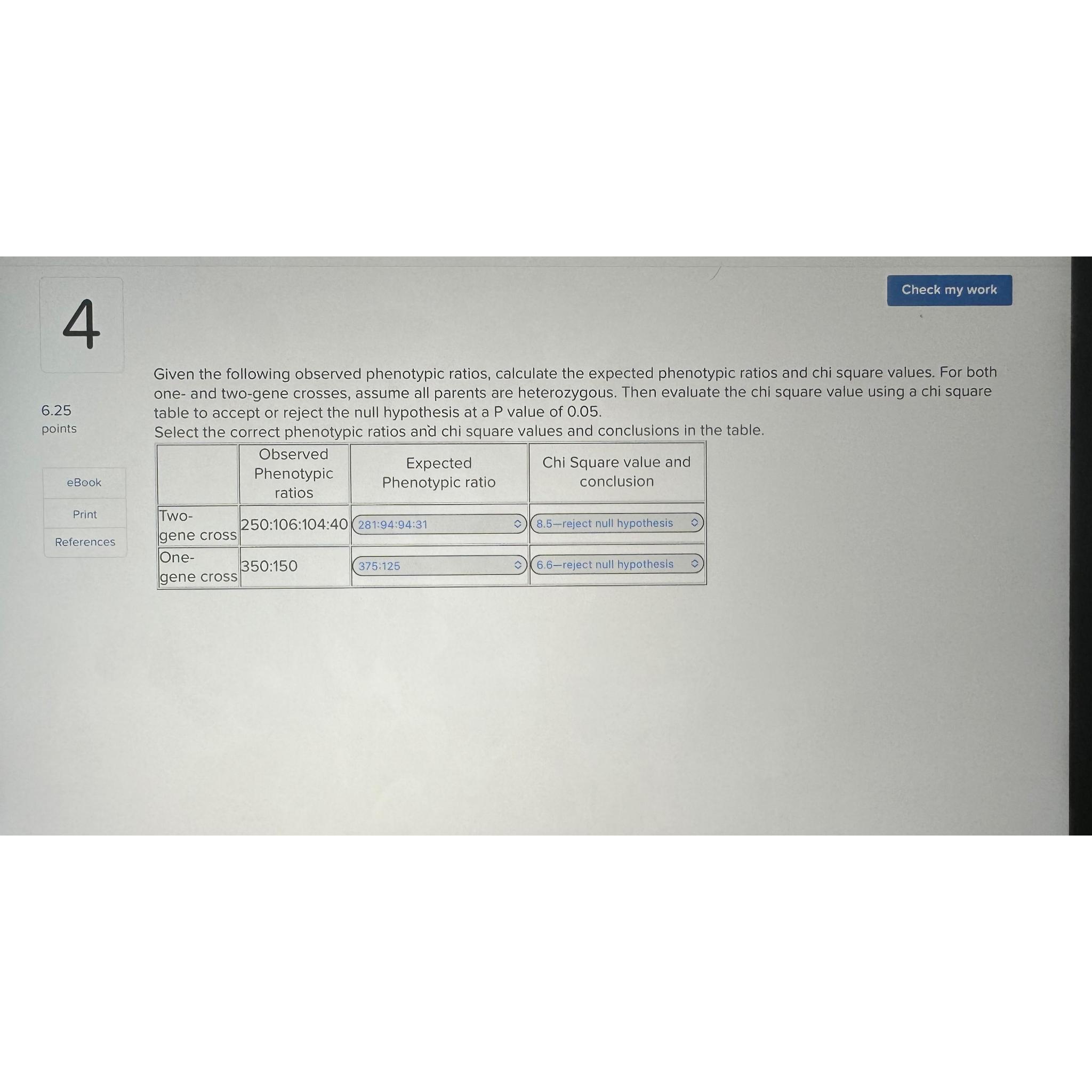 Solved 4Given the following observed phenotypic ratios, | Chegg.com