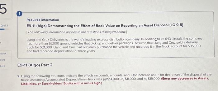 Solved Required information E9-11 (Algo) Demonstrating the | Chegg.com