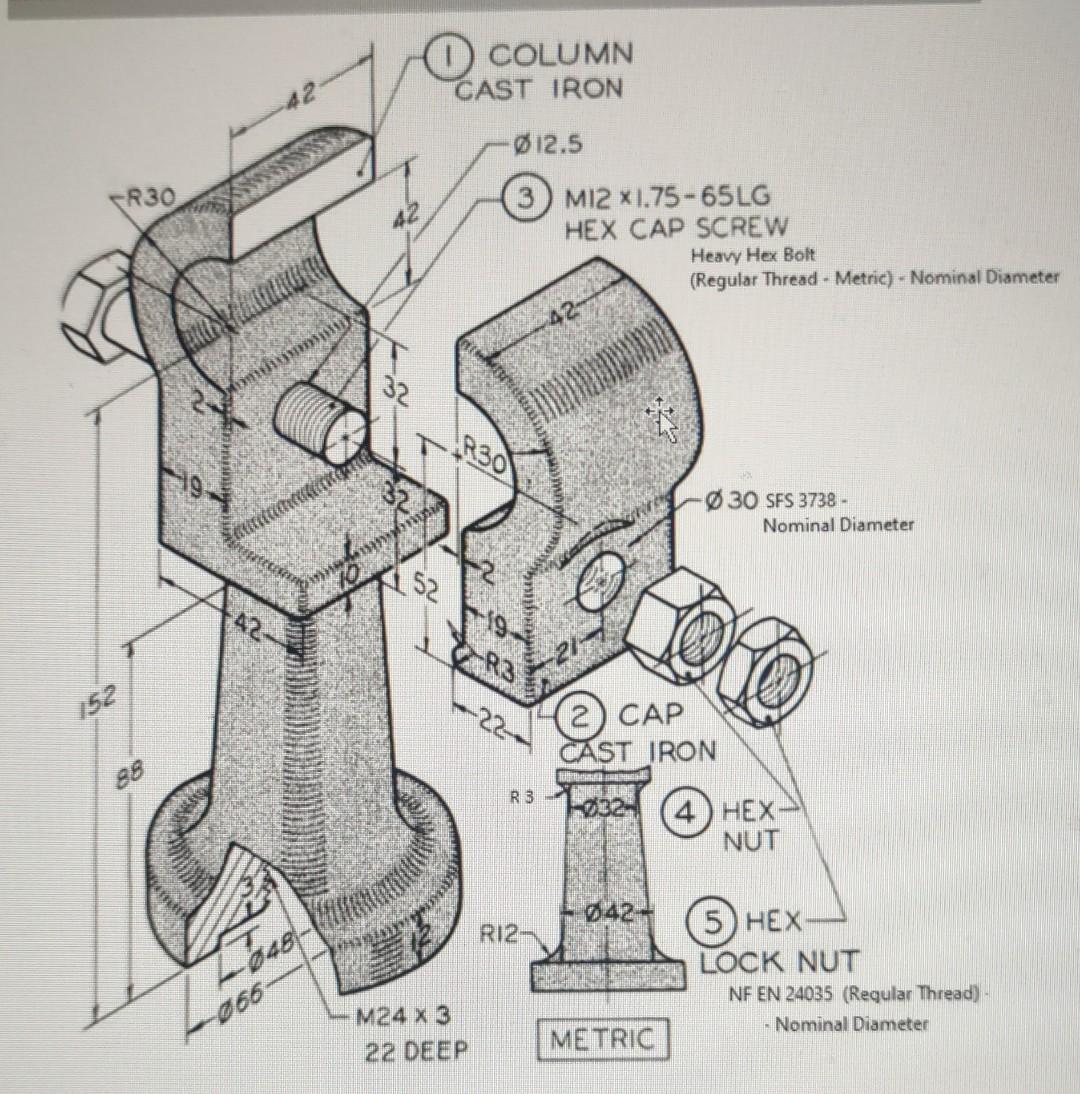 Solved Draw the front (full cross-section) and top view of | Chegg.com