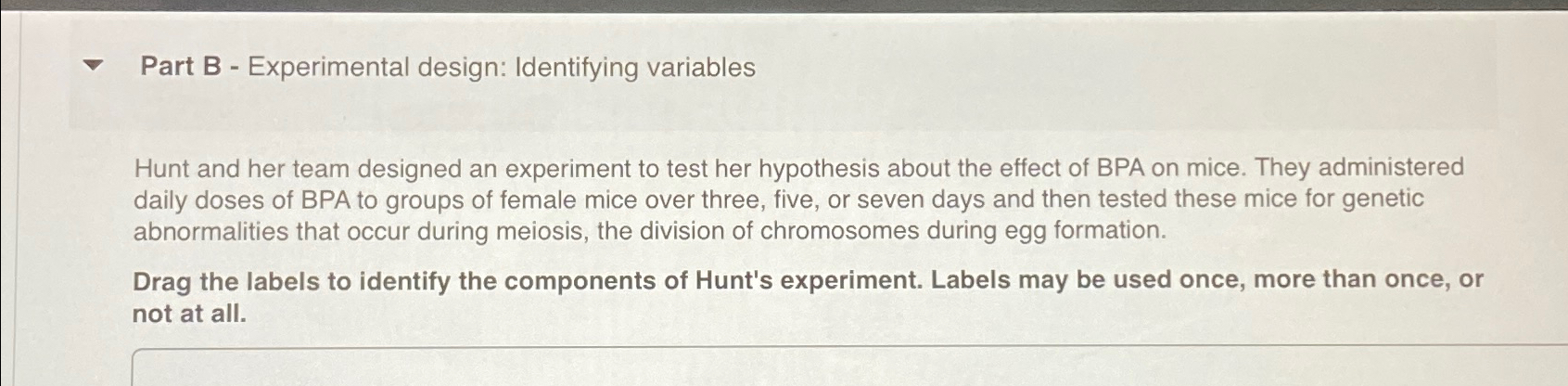 Solved Part B - ﻿Experimental design: Identifying | Chegg.com