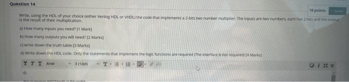 Solved Question 14 10 points Write using the HDL of your | Chegg.com