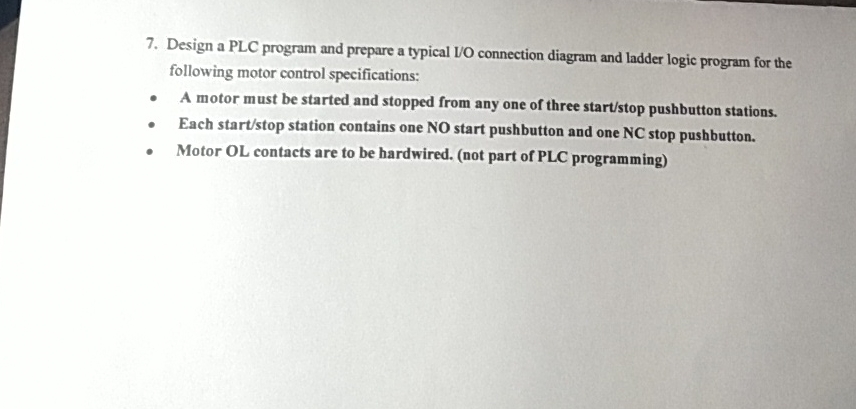 Solved Design a PLC program and prepare a typical VO | Chegg.com