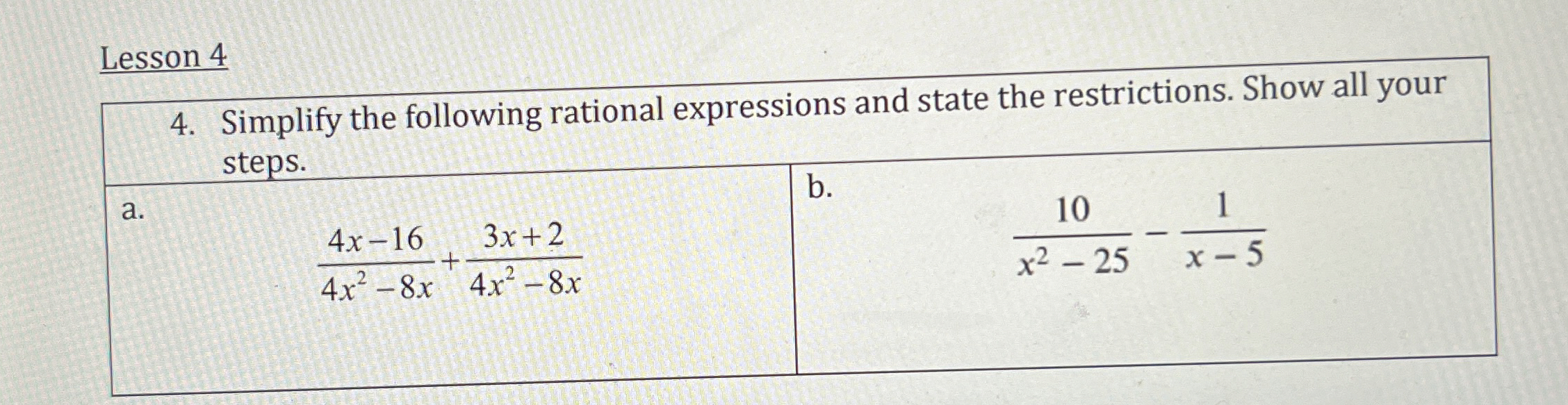Solved Lesson 44. ﻿Simplify the following rational | Chegg.com
