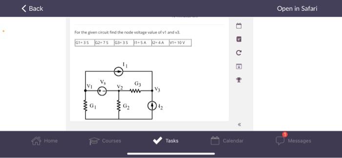 Solved For the given circuit find the node voltage value of | Chegg.com