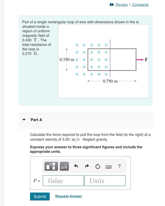 Solved Part of a single rectangular loop of wire with | Chegg.com