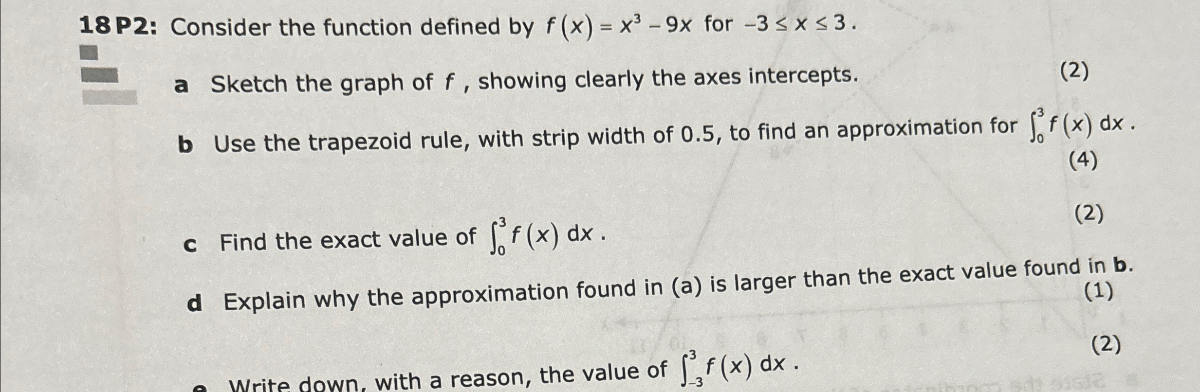 Solved 18 ﻿P2: Consider the function defined by f(x)=x3-9x | Chegg.com
