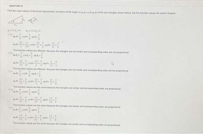 Solved QUESTION 13 Find the exact values of the three | Chegg.com