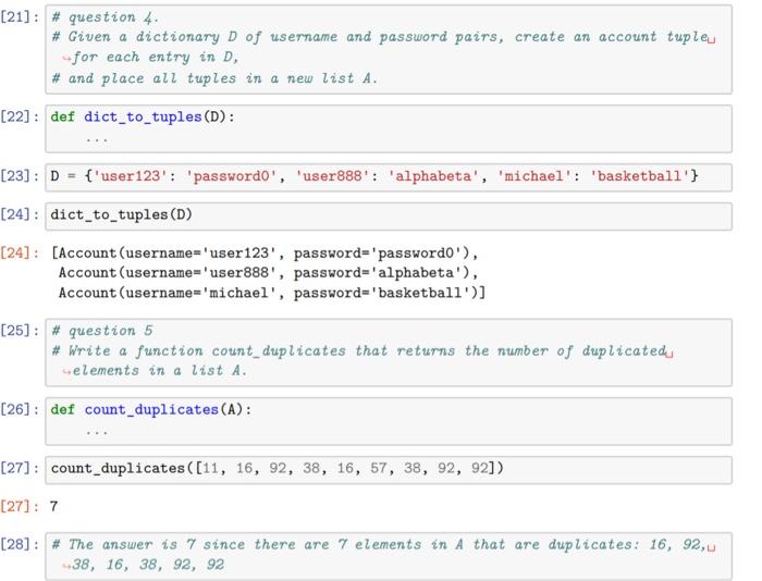Solved 21]: #question 4 . # Given a dictionary D of username | Chegg.com