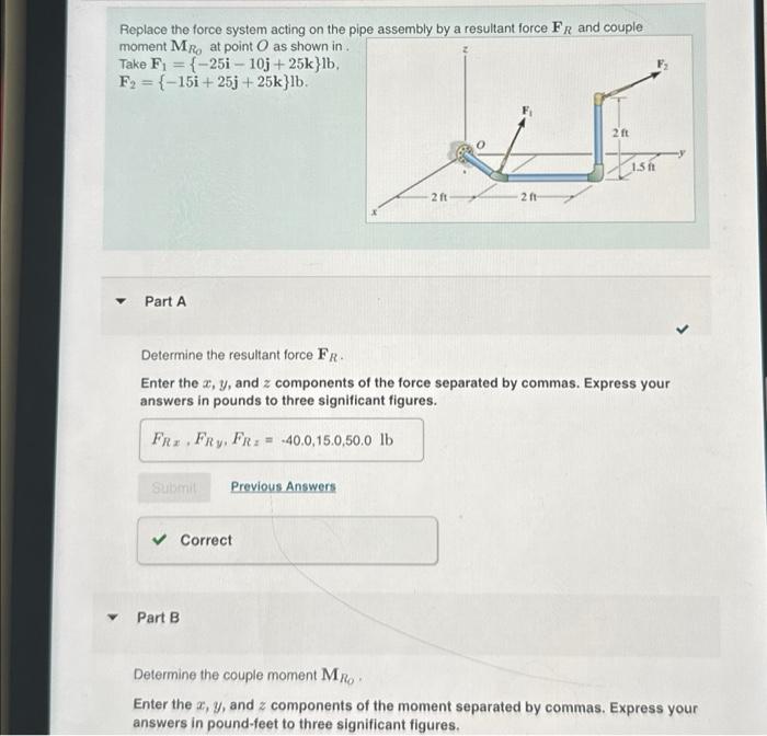 Solved Replace the force system acting on the pipe assembly | Chegg.com
