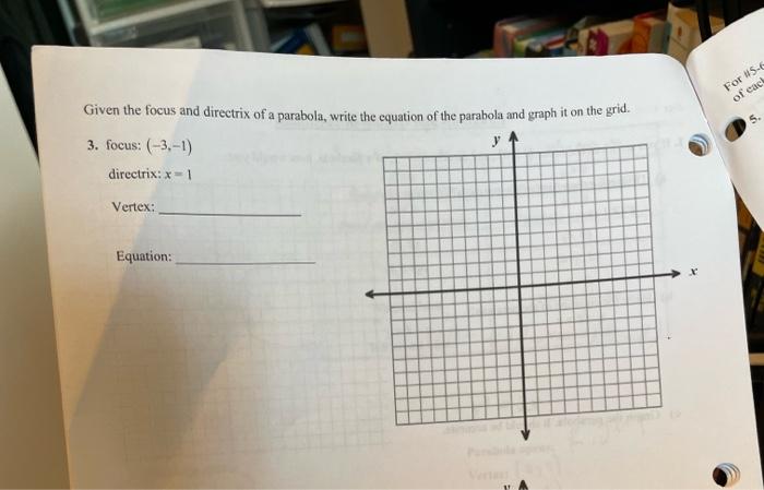 Solved I know how to do this but knowing X=1 as directrix I | Chegg.com