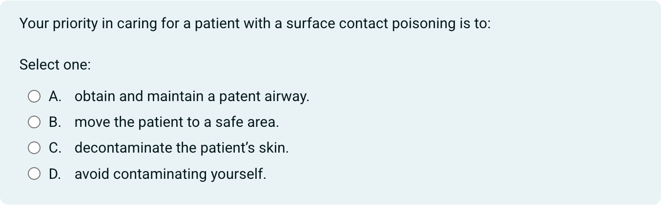 Solved Your priority in caring for a patient with a surface | Chegg.com