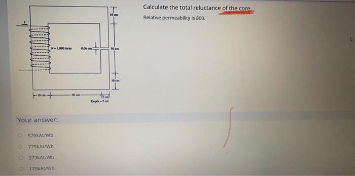Solved H+ Calculate the total reluctance of the core | Chegg.com