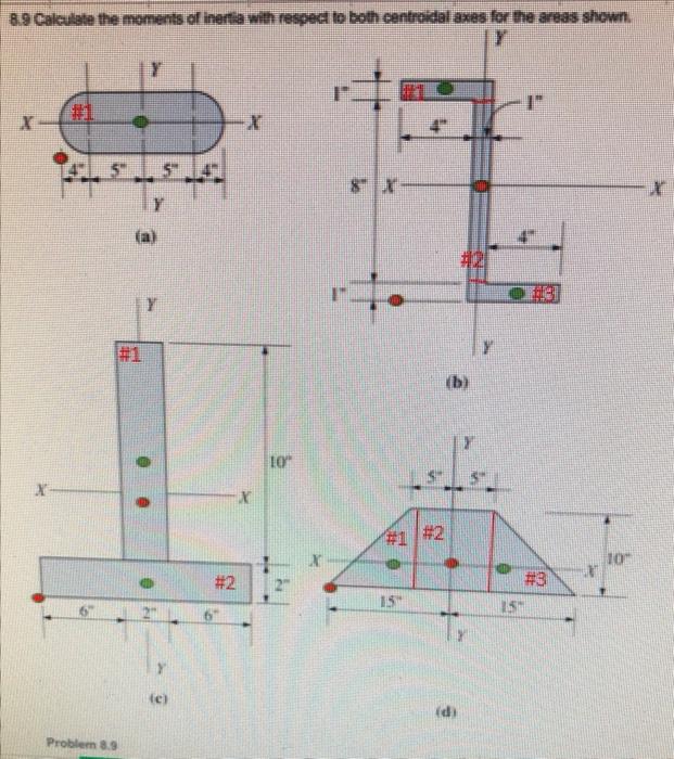 Solved 8.9 Calculate the moments of inertia with respect to | Chegg.com