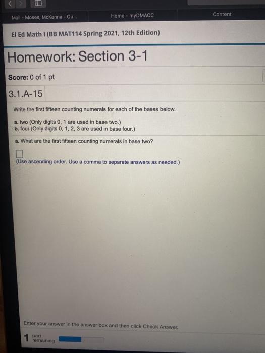 Solved Content Mail - Moses, McKenna - Ou... Home - myDMACC | Chegg.com