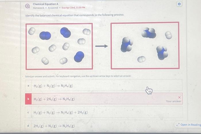 Solved Identify the balanced chemical equation that | Chegg.com