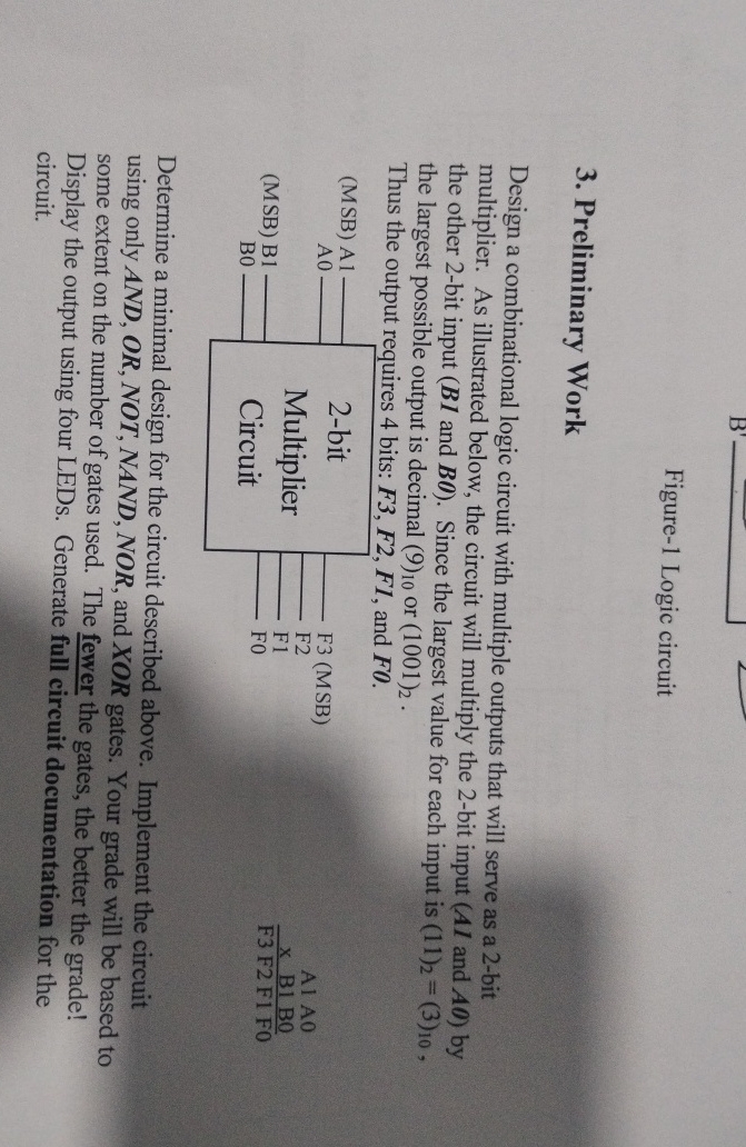 Figure-1 ﻿Logic circuit3. ﻿Preliminary WorkDesign a | Chegg.com