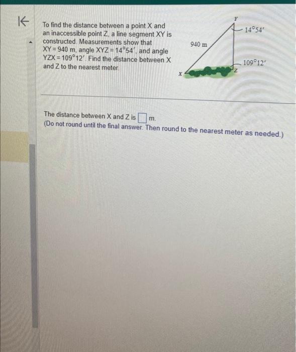 Solved To find the distance between a point X and an | Chegg.com