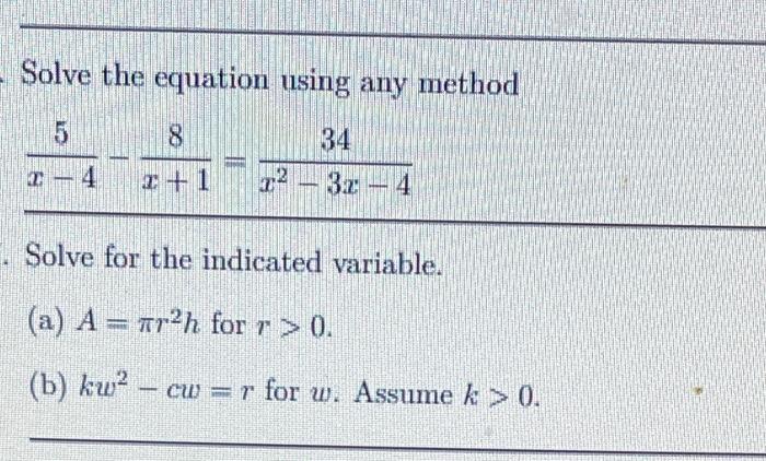 Solved Solve the equation using any method | Chegg.com