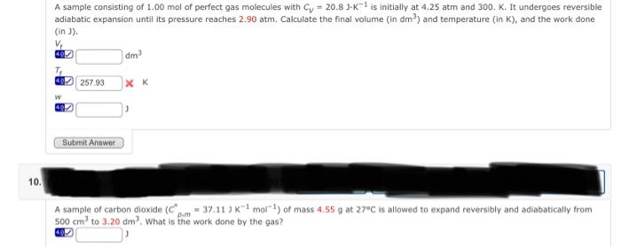 Solved A sample consisting of 1.00 mol of perfect gas | Chegg.com