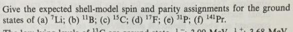 Solved Give the expected shell-model spin and parity | Chegg.com