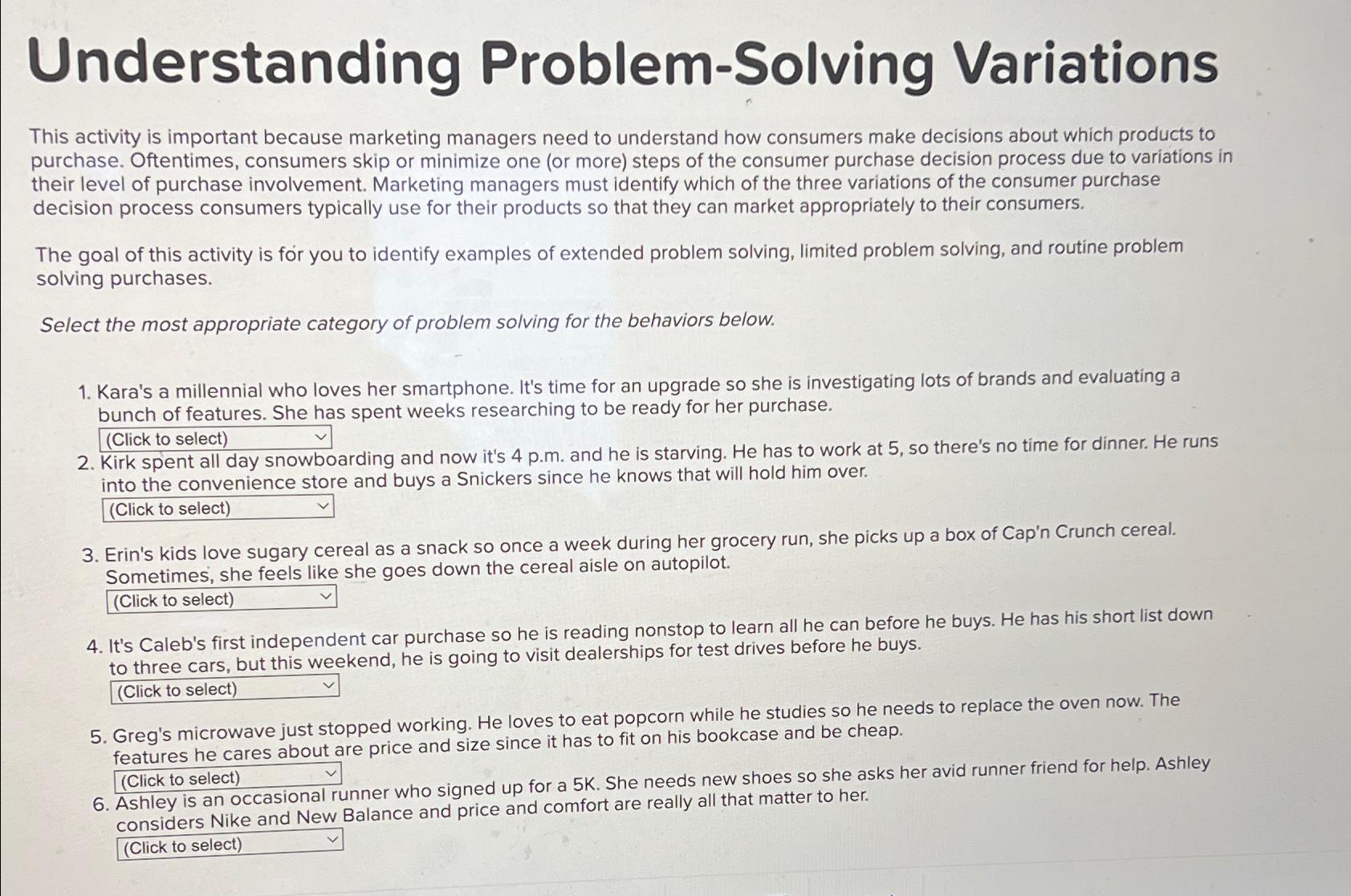 Solved Understanding Problem-Solving VariationsThis activity | Chegg.com