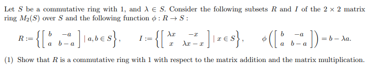 Solved Let S ﻿be a commutative ring with 1 , ﻿and λinS. | Chegg.com