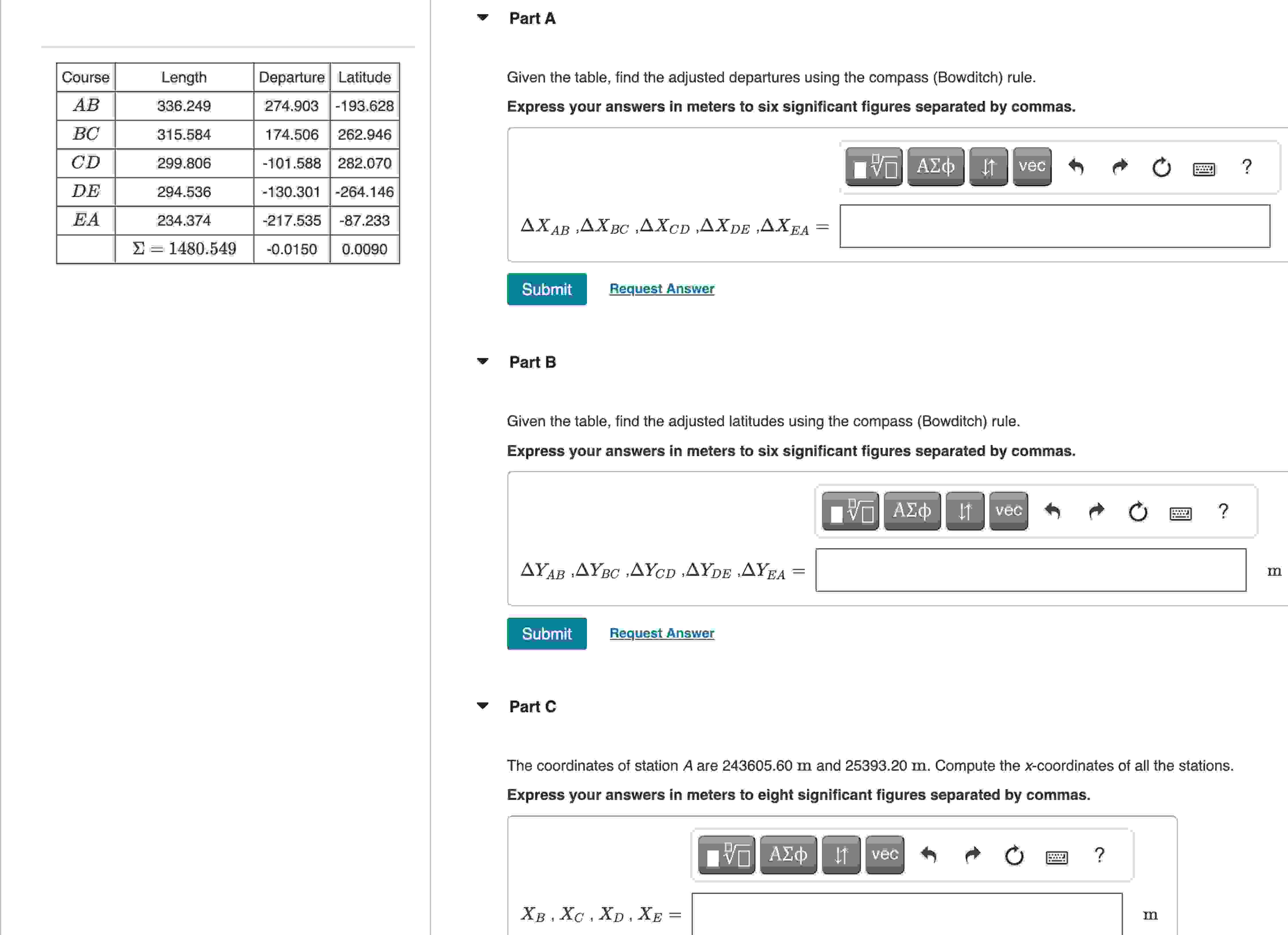 Solved Part AGiven the table, find the adjusted departures | Chegg.com
