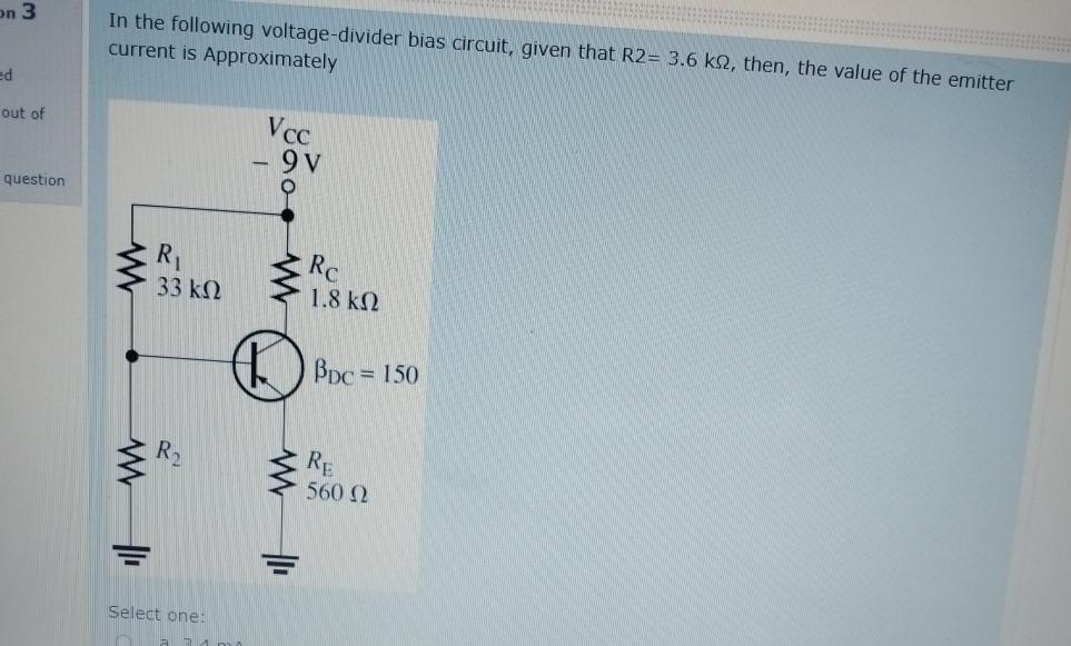 Solved In the following voltage-divider bias circuit, given | Chegg.com