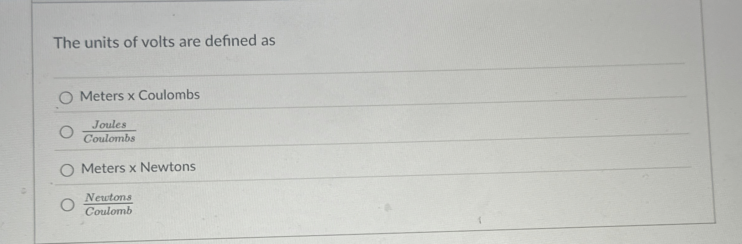 Solved The units of volts are defined asMeters x | Chegg.com