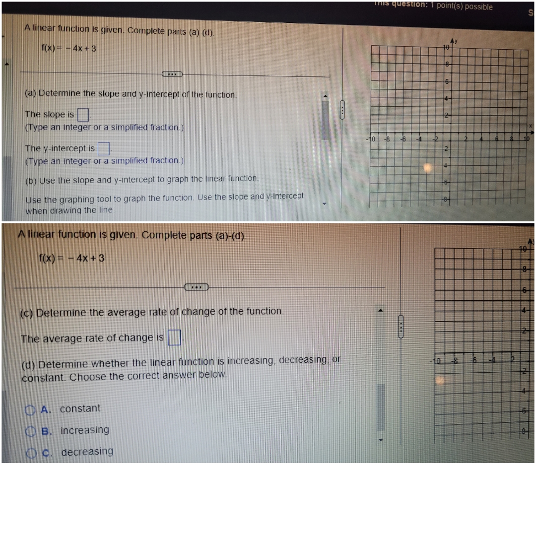 Solved A linear function is given. Complete parts a-d | Chegg.com