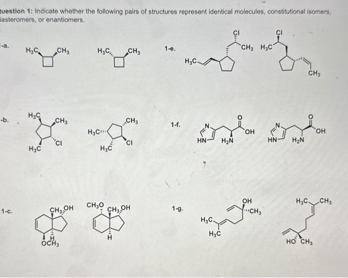 Solved Iestion 1: Indicate whether the following pairs of | Chegg.com