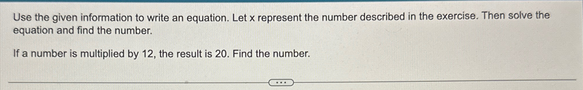 Solved Use the given information to write an equation. Let x | Chegg.com